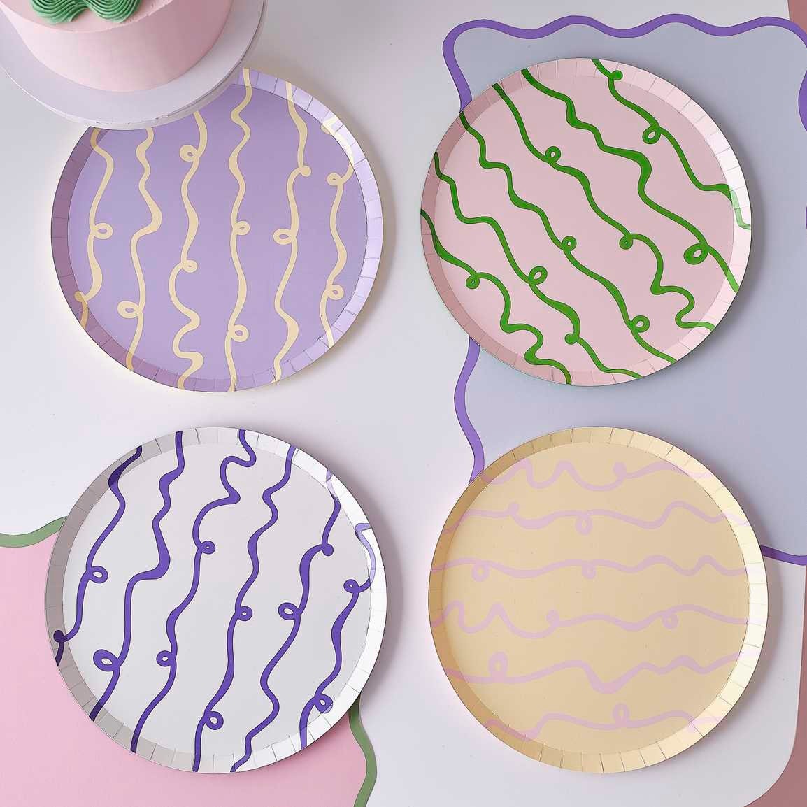 Pastel Paper Plates Pastel Wave Ginger Ray Pack Of 8 Jolie Fete UK Party Supplies Gifts